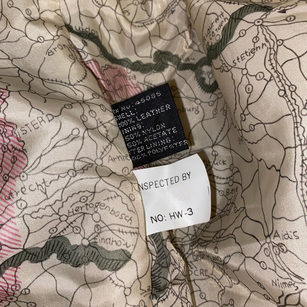 Vintage Bomber Map Lined Leather Jacket - Gem